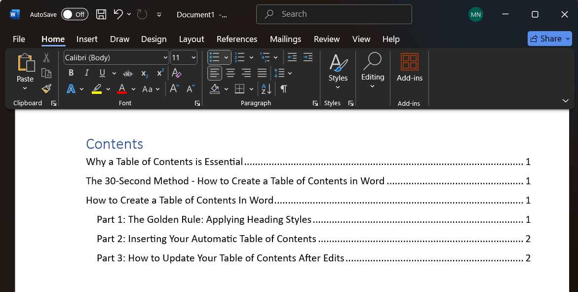How to Create a Table of Contents in Word (A Step-by-Step Guide)