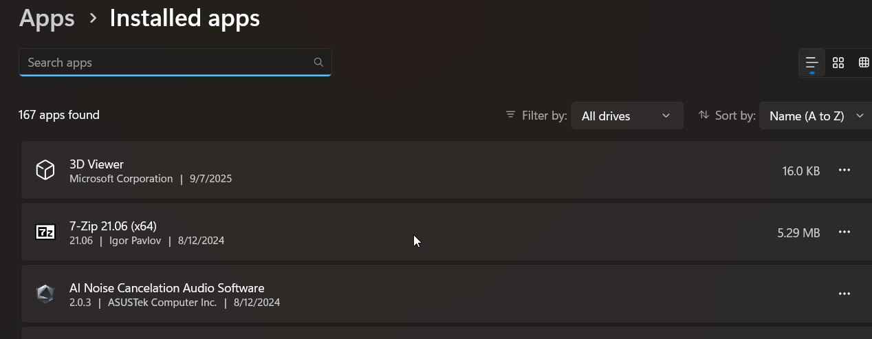 Check Installed Apps On your device windows